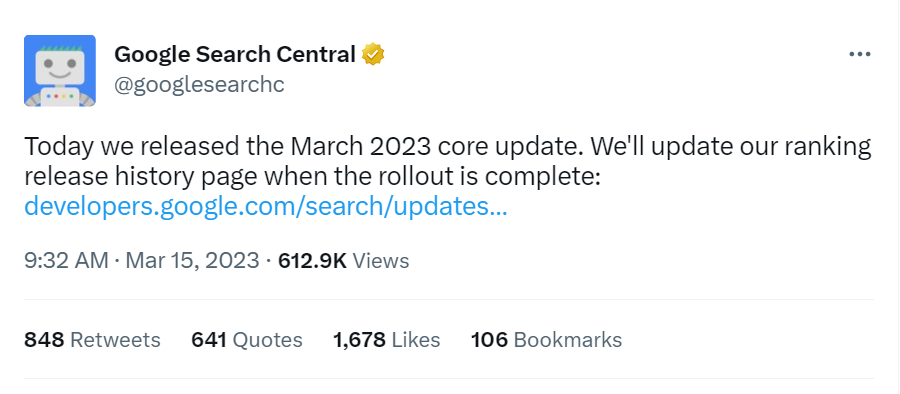 March 2023 Google Broad Core Update